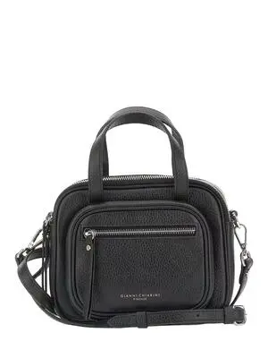 GIANNI CHIARINI Carré Grained Boxy Leather Mini Bag - Black