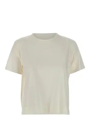KAOS Crew-neck T-shirt With Side Slits - Neutrals