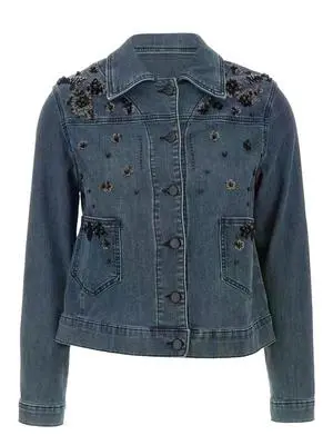 ELENA MIRO` Sequin-embellished Denim Jacket - Blue
