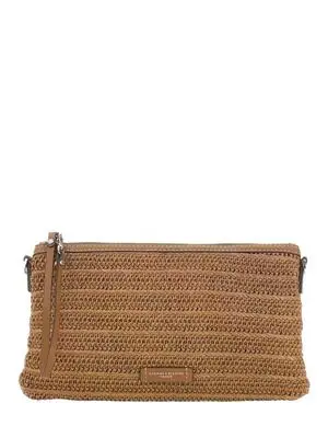 MARCELLA CLUB Woven Straw Leather Clutch - Neutrals