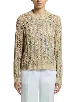Peserico Sequin-embellished Round-neck Sweater - Neutrals