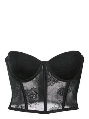 Fleur Du Mal Lace Bustier Top - Black
