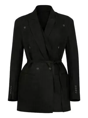 Masnada Double-breasted Belted Blazer - Black