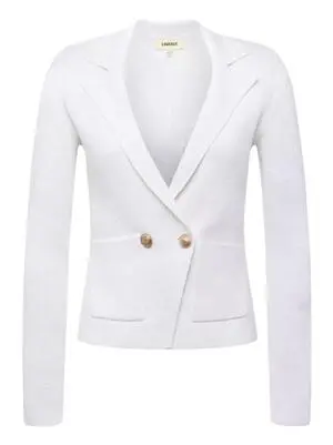 L'Agence Double-breasted Knit Blazer - White