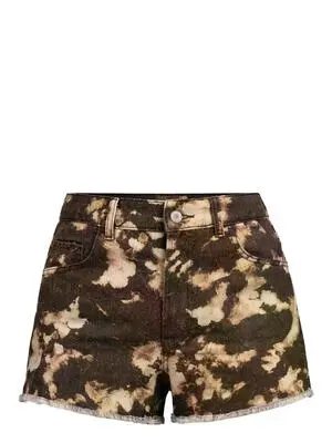 Liu Jo Bleached Frayed Denim Shorts - Brown