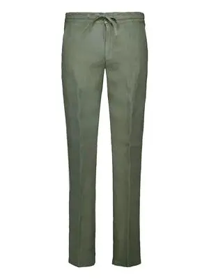 120% Lino Drawstring Trousers - Green