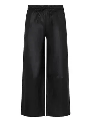 Sprwmn Drawstring Wide Leg Trousers - Black