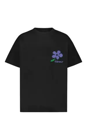 FLANEUR Floral-detail T-shirt - Black