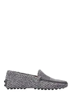 TOD'S Gommino Textured Loafers - Grey