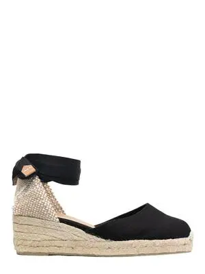 CastaÑer Tie-ankle Wedge Espadrilles - Black