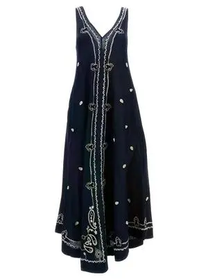 P.a.r.o.s.h Embroidered A-line Maxi Dress - Blue