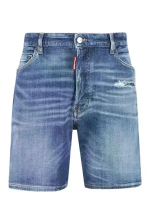 Dsquared2 Ripped Cotton Denim Shorts - Blue