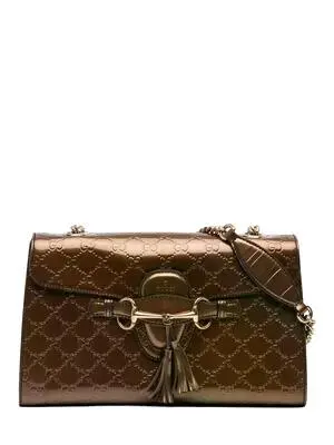 Gucci Medium Patent Sima Emily Shoulder Bag - Brown