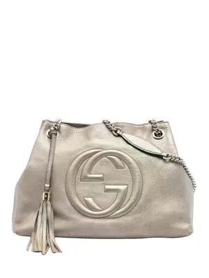 Gucci Leather Soho Chain Tote Bag - Silver