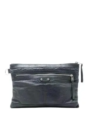 Balenciaga 2016 Lambskin Motocross Classic Clip M Clutch Bag - Grey