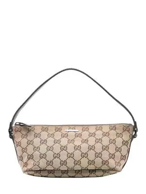 Gucci Gg Canvas Web Boat Shoulder Bag - Brown