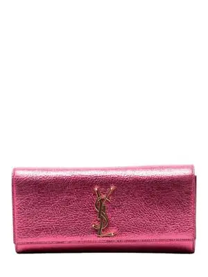 Saint Laurent Metallic Calfskin Cassandre Clutch - Pink