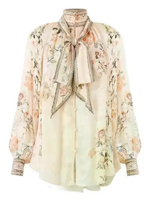 Camilla Floral Print Top - Neutrals