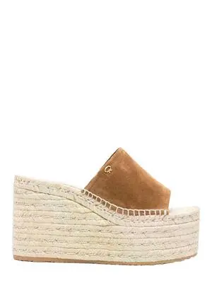 GIANVITO ROSSI Suede Espadrille Platform Mules - Brown