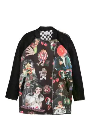 THE ARTISTYLIST Printed Zip-up Coat - Black