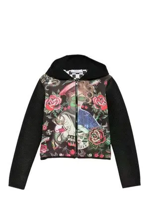 THE ARTISTYLIST Patterned Zip-up Bomber Jacket - Black