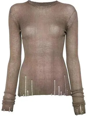 UMA WANG Ribbed Knit Top - Brown