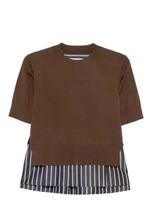 SACAI Striped-Panel T-Shirt
