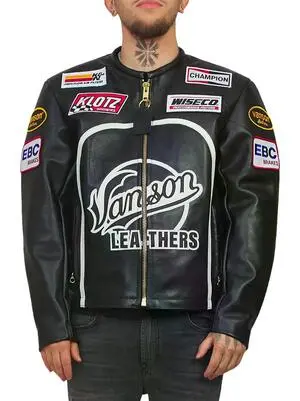 VANSON LEATHERS Bart Speedway Leather Jacket - Black