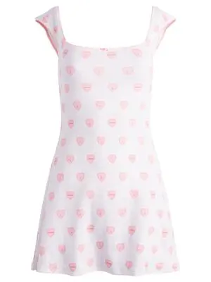 SKIMS Pointelle Cap-sleeve Mini Dress - Snow Lace Hearts