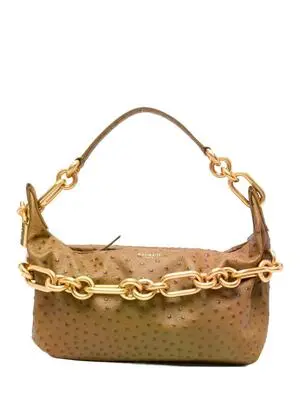 Balmain Leather Shoulder Bag With Chain Strap - Brown
