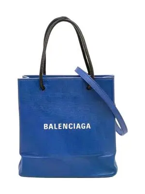 Balenciaga 2019 Xxs Leather Logo Shopping Tote Satchel - Blue