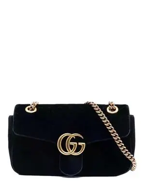 Gucci Gg Marmont Matelassé Velvet Shoulder Bag - Black