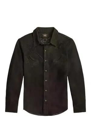 Ralph Lauren Embroidered Suede Shirt - Brown