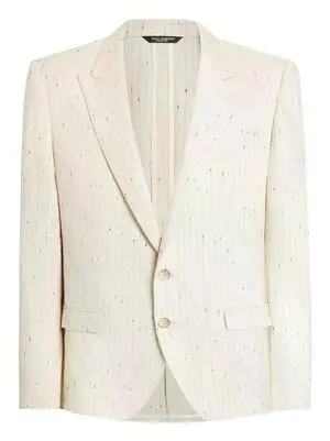 Dolce & Gabbana Single Breasted Pinstriped Finish Jacket - Neutrals