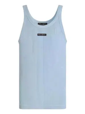 Dolce & Gabbana Cotton Tank Top With Print - Blue