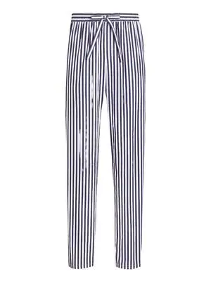Dolce & Gabbana Striped Poplin Trousers With Piping - Blue