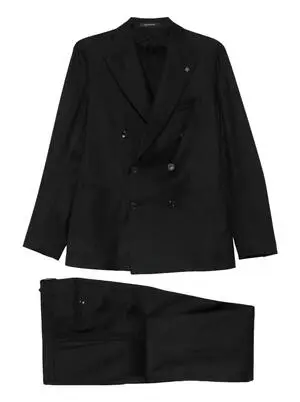 Tagliatore Peak-lapel Double-breasted Suit - Black
