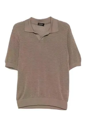 Tagliatore Open-knit Polo-collar T-shirt - Brown