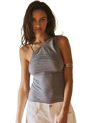 Free People Evening Out Asymmetrical Cami - Liquid Silver