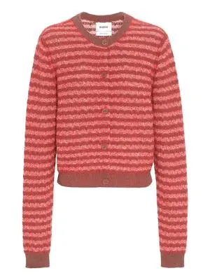 BARRIE Cardigan With Metallic Stripes - Rosso