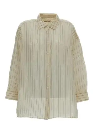 CASEY & CASEY Striped Silk Hamnet Shirt - Beige