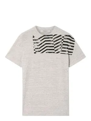 GOLDEN GOOSE Flag Print T-shirt - Grey