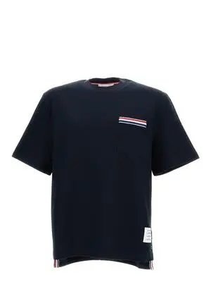 Thom Browne Short-sleeved Shirt With Small Pocket - Blue