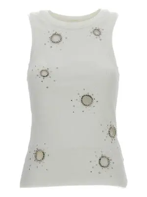 DES_PHEMMES Embellished Tank Top - White