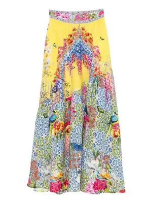 Camilla Floral Print Skirt - Yellow