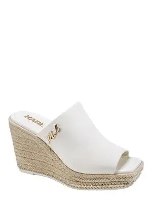 Karl Lagerfeld Paris Espadrille Platform Wedge Slide Sandal - Cream