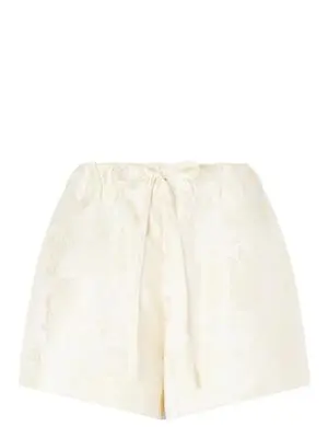 Simone Rocha Floral-jacquard Satin Shorts - Cream