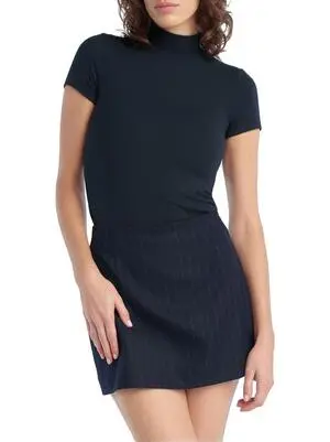 FAVORITE DAUGHTER The Stockholm Mock Neck Rib Top - Navy