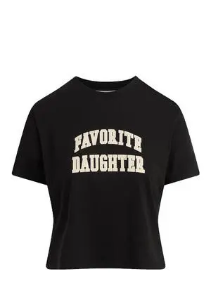 FAVORITE DAUGHTER Collegiate Logo Crop Graphic T-shirt - Black/pale Pink