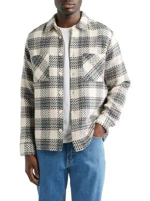 WAX LONDON Whiting Plaid Overshirt Ecru/green